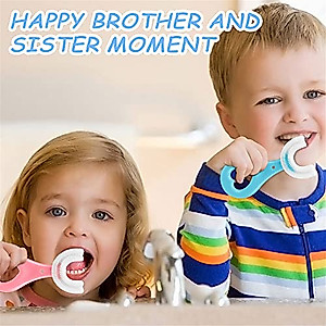 ANOOVV U Shaped Kids Toothbrushes Soft Silicone Brush Head Whole Mouth Toothbrush with Handle 360 ° Oral Teeth Cleaning Design for Toddler Age 2-6, 4 Pack