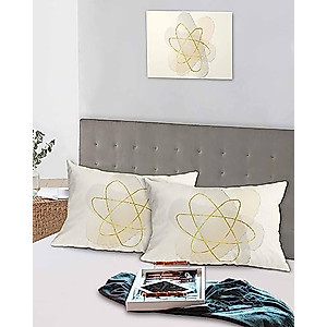 Edwiinsa Yellow Flower Pillow Covers King Standard Set of 2 20x36 Bed Pillow, Modern Abstract Art Yellow Lines Plush Soft Comfort for Hair/Skin Cooling Pillowcases with Envelop Closure