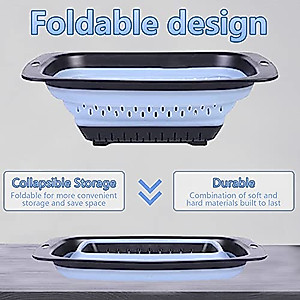 Esmartlife Silicone Colanders - 2 Collapsible Colanders (Strainers), Sizes9" - 3 Quart and 8" - 2Quart -Colander Strainer, Space-save Silicone Kitchen Foldable Food Strainer