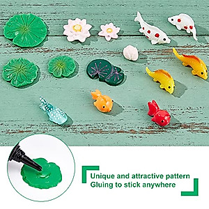 CHGCRAFT 28Pcs 14 Style Miniature Resin Water Lily Pads Aquarium Fish Tank Decoration Leaf-Realistic Artificial Floating Lotus Flowers for Terrariums Fairy Garden Pool Patio Pond Wedding Decor