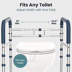 FSA/HSA Eligible - Toilet Safety Rails (350 lb) - Adjustable Toilet Safety Frame & Rails, Toilet Safety Rail for Elderly Adults, Toilet Handles for Seniors, Toilet Bars for Elderly & Handicap