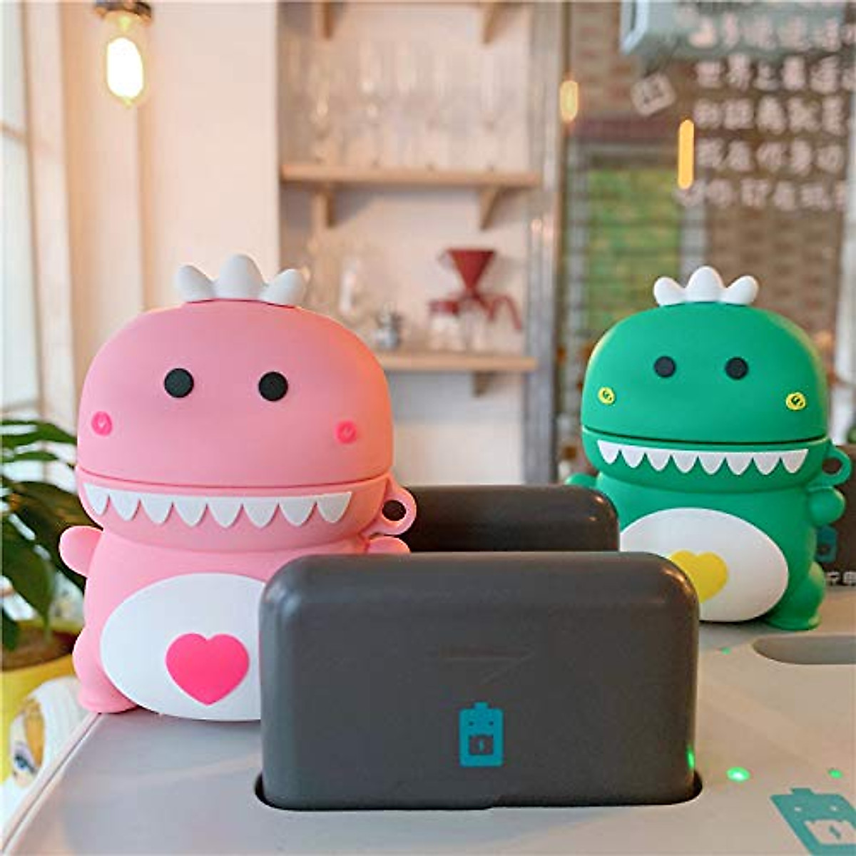 UR Sunshine AirPods Case, Super Cute Funny Baby Dinosaur Shape Soft Silicone Case Cover Protective Skin for Apple AirPods1&2-Green