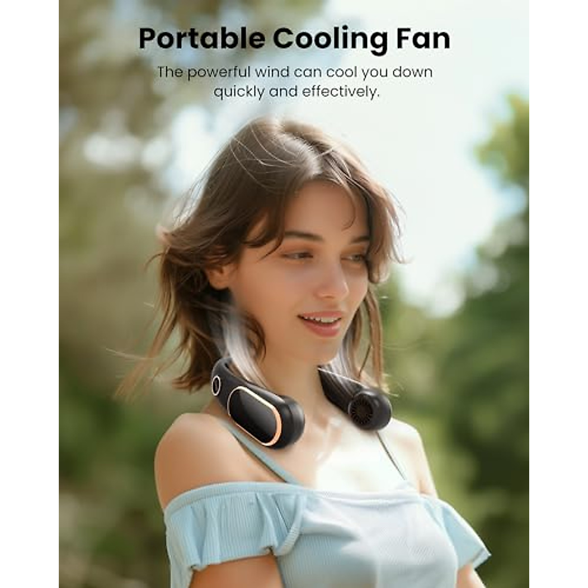 SLENPET Neck Fan, Rechargeable Personal Fan Portable, Hands Free wearable Battery Operated Fan 5 Speeds, USB Neck Cooling Fan for Indoor Outdoor, Adjustable Width Fit, Digital Display, 4-12 Hours
