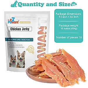 Pawant Chicken Jerky for Dogs Treats Training Snacks Dog Chew Treats Rawhide Free for Small and Large Dog 1lb/454g