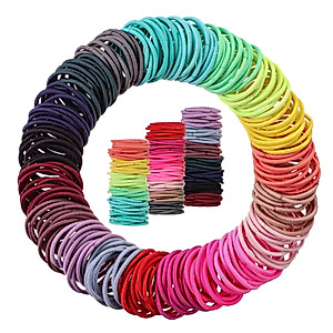 TecUnite 200 Pieces No-metal Hair Elastics Bulk Rubber Bands Hair Ties Ponytail Holders for Women(Multicolored)(Multicolored)
