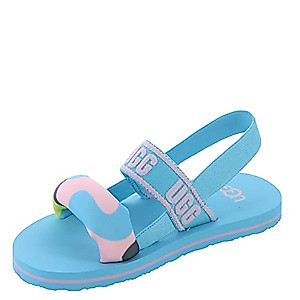UGG Unisex-Child Zuma Sling Camopop Sandal, Summer-sky Blue, 2 Big Kid