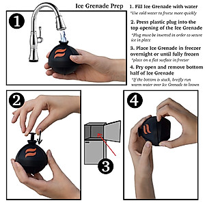 Fenbox Ice Grenade (Two Pack) Ultimate Ice Ball Roller - Ergonomic Silicone Design for Smooth Application - for Athletic Recovery, Injury Healing, Pain Relief and Muscle Recovery (Black & Orange)