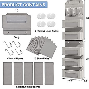 Fixwal Dual Sided Hanging Closet Organizer 6-Shelf Over The Door Organizer Separable Wall Mount Storage for Baby Nursery Bathroom College Dorm Kids Room Pantry Camper RV, Grey