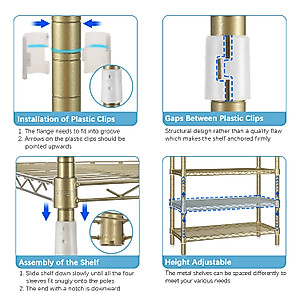 VIPEK V5i Garment Rack Heavy Duty Clothes Rack, Portable Closet Wardrobe Bedroom Armoires Freestanding Clothing Rack with 8 Adjustable Shelves & 4 Hang Rods, 68.9" L x 15.7" W x 76.4" H, Gold