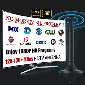 TV Antenna, 2023 Newest HDTV Indoor Digital TV Antenna, Amplified HDTV Antenna 300 Mile Range Reception - 10ft High Performance Coaxial Cable, Supports 1080P and 4K All TV