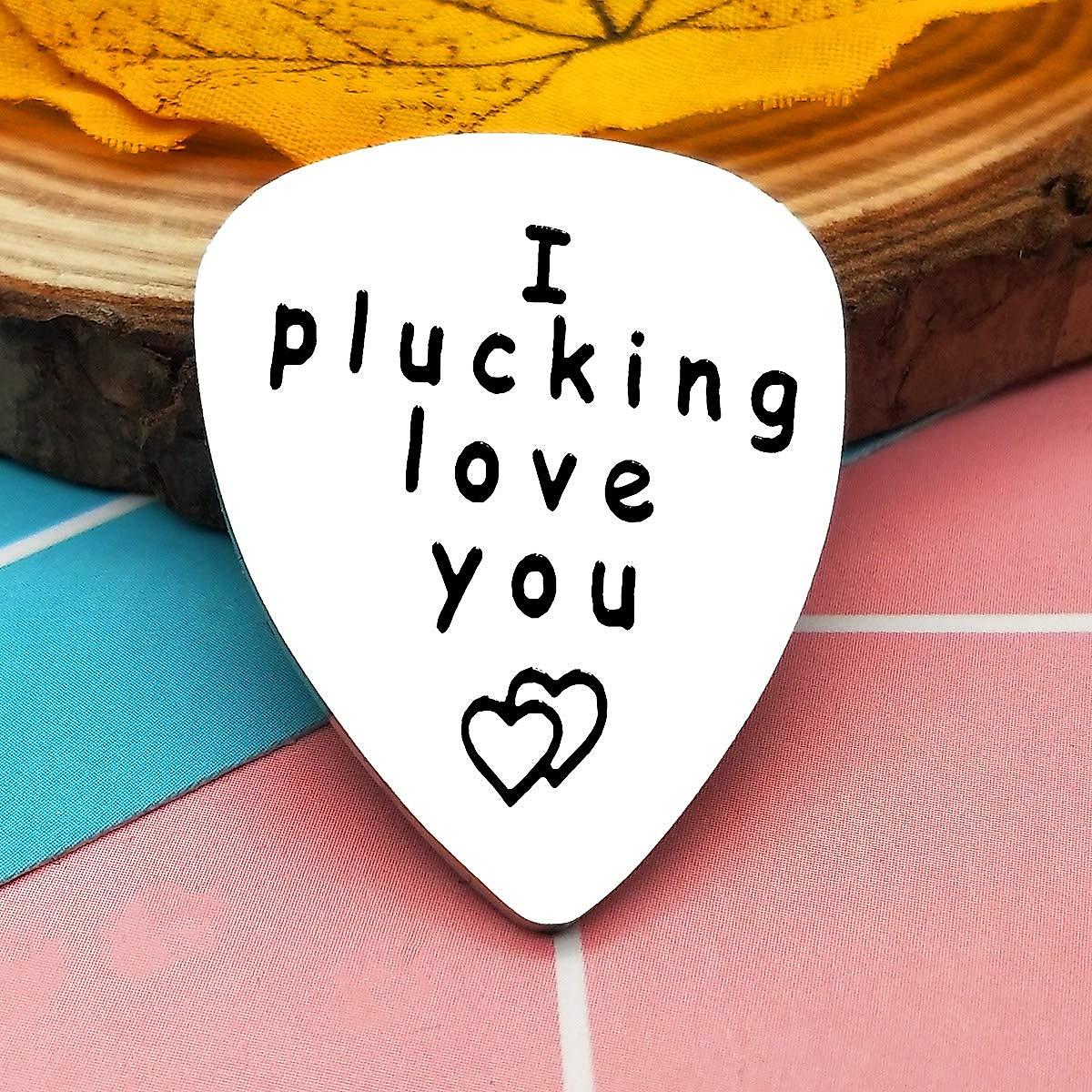 Silver Guitar Pick Boyfriend Gifts I Plucking Love You Guitar Pick Anniversary Present for Him Men Musical Guitar Player Jewelry Gift for Husband Boyfriend Fiance Dad Valentine Christmas Birthday Gift