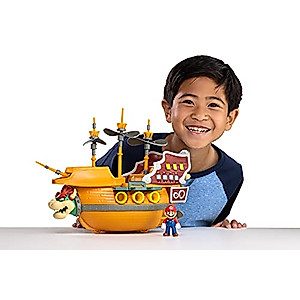 Super Mario Deluxe Bowser's Air Ship Playset with Mario Action Figure – Authentic in-Game Sounds & Spinning Propellers