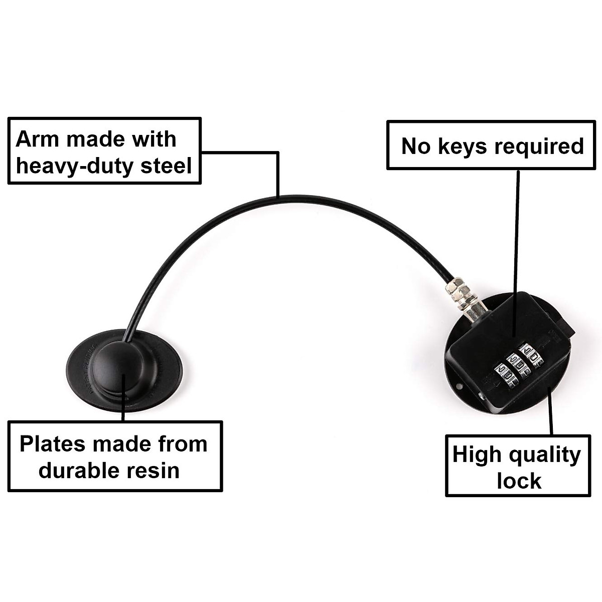 4 Pack Refrigerator Lock Combination Coded Fridge Lock Freezer Child Safety Lock Door Lock with Strong Adhesive No Keys Need Black