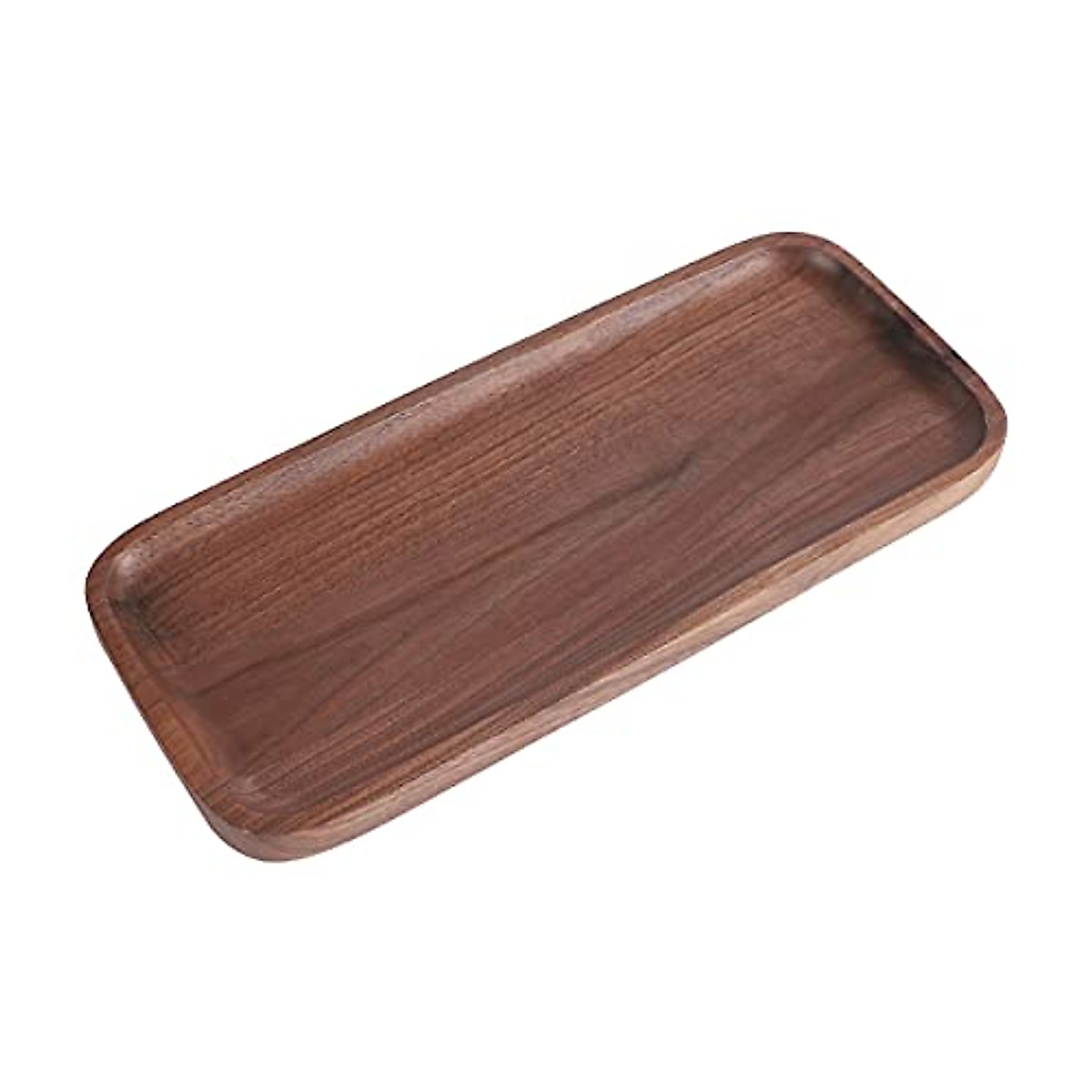 Royalling Walnut Wooden Tray Solid Wood Serving Tray Bathroom Tray Rectangle Small Platter Tea Tray Coffee Table Tray (11.8X5in)