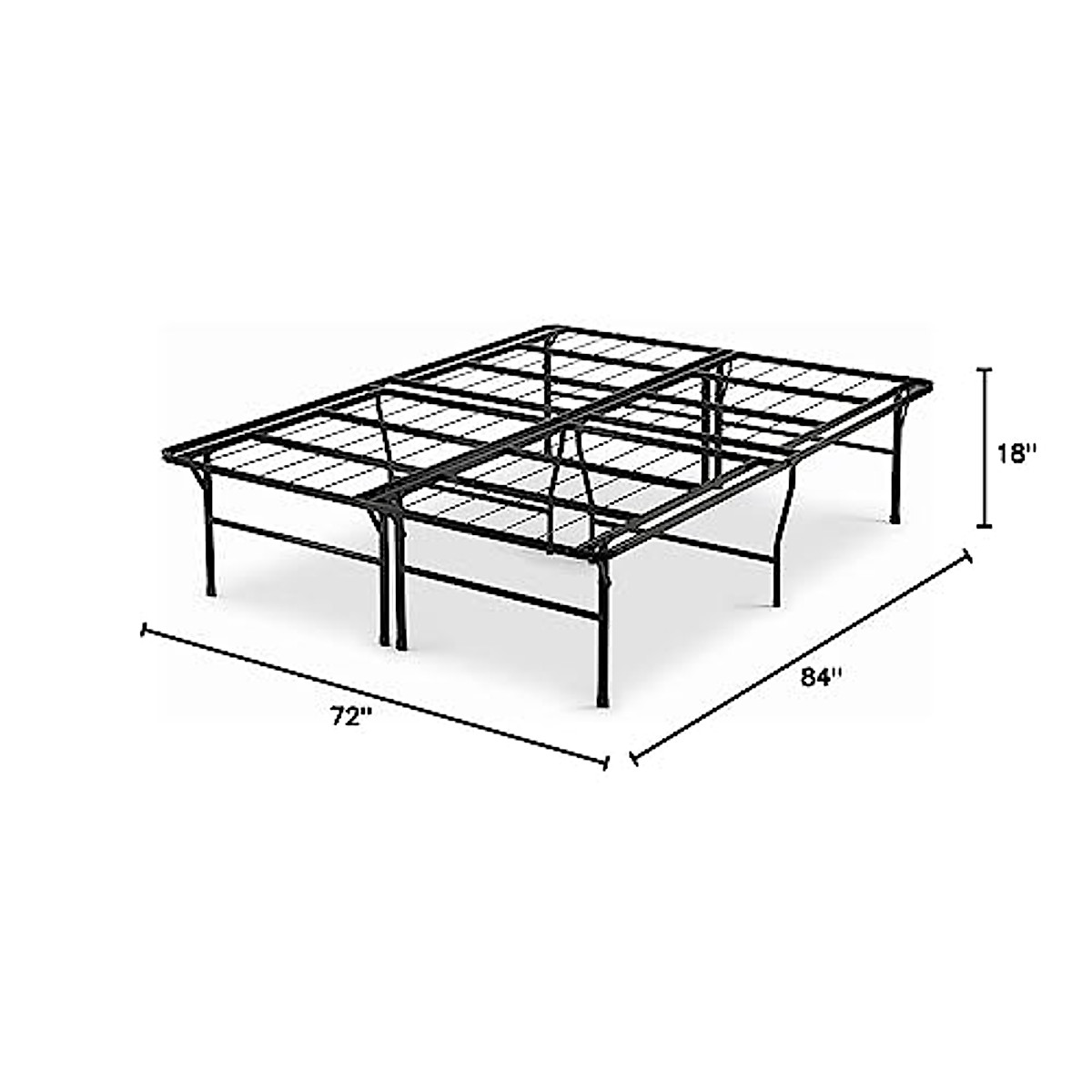 ZINUS SmartBase Heavy Duty Mattress Foundation / 18 Inch Metal Platform Bed Frame / No Box Spring Needed / Sturdy Steel Frame / Underbed Storage, California King, Black