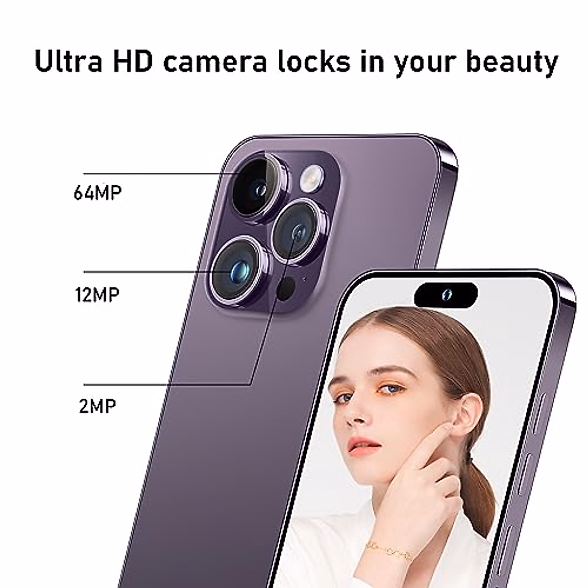 WV LeisureMaster A14 Pro Max Cell Phone,6+256GB Unlocked Phone,Android 13.0 Smartphone,6.82-inch HD Screen,Dual SIM,Dual Standy,6800 mAh Battey,64MP Camera,2796 * 1290 Resolution 5G Phone