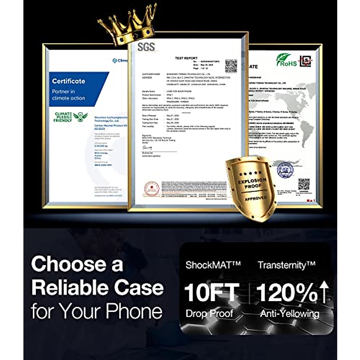 TORRAS Military Diamond Clear iPhone 13 Pro Max Case, [10FT Military Grade Drop Tested] Shockproof Protective Anti-Scratch Hard Back Non-Slip Silicone Bumper Slim Phone Cases iPhone 13 Pro Max, Clear