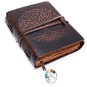 LUXEORIA Handmade Genuine Leather Journal for Women, Bullet Journal Notebook for Men, Personal Travel Journal Diary with Unlined Paper for Writing or Sketching | (6" x 8" - Vintage Brown)