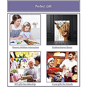 5D Diamond Painting Kits for Adults, Diamond Art DIY Full Drill Round Wall Decor for Living Room Gift Paint with Diamonds Diamond Dotz Cow Paint by Number Diamond Painting Kits for Kids 12X16inch