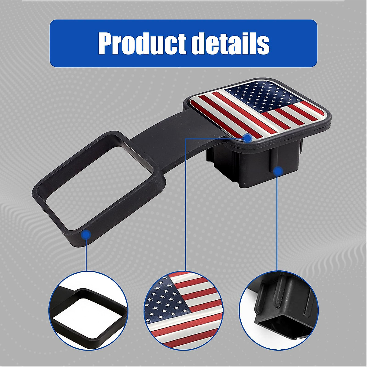 Fogfar 1 PC Square Tow Hitch Dust Plug, 3.14" x 3.14" x 1.96" American Flag Pattern Tow Tube Square Cover, Trailer Receive Tube Plug, Fits 2" x 2" Receiver Tube (Red)