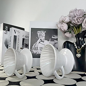 Pour Over Coffee Maker, Single Cup Coffee Dripper, Manual Porcelain Slow Brewing Accessories for Travel, Camping, Office, Home, Cafe, Coffee Gifts (White, Small,1-2Cups)