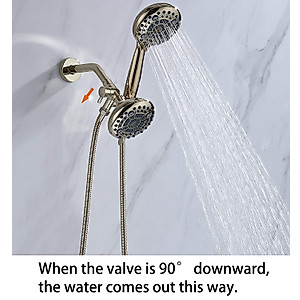 G-Promise High Pressure Dual Shower Head Combo | 72 Inches Flexible Stainless Steel Hose, 3-Way Solid Brass Diverter Bracket (Polished Brass)