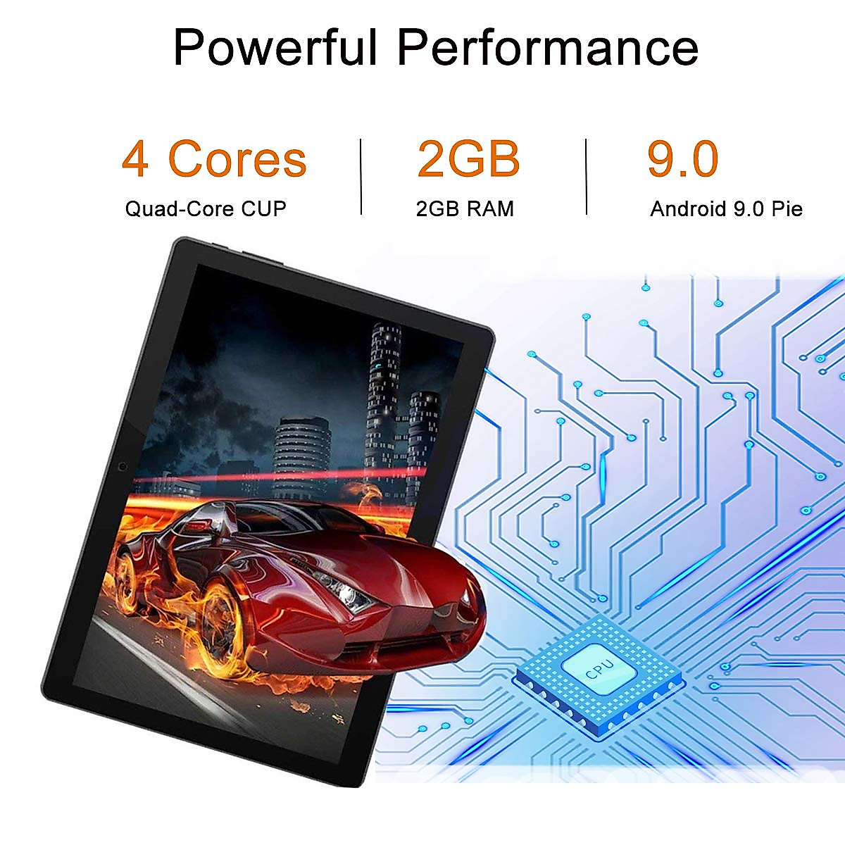 ZONKO Tablet 10 Inch, Android 10 Tablet, Dual Camera Tablet PC, 2GB+32GB Storage, IPS HD Touchscreen, Quad Core, WiFi, Bluetooth Black