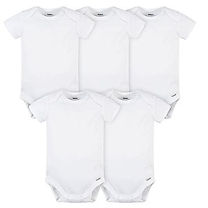 Gerber Baby 5 Pack Onesies Multi-Packs Bundle Interlock 180 GSM, White, 3-6 Months