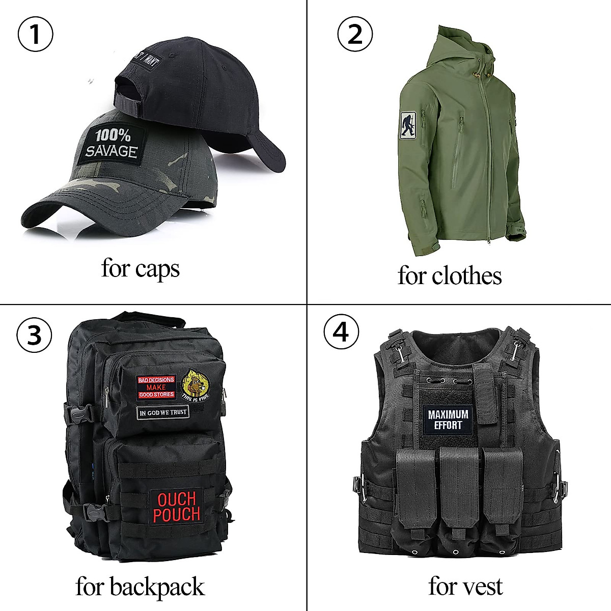 Gleihow 12 Pieces Random Funny Tactical Morale Patch Full Embroidery Military Loop and Hook Patches for Caps Backpacks Vest Harness Military Uniforms