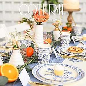 Coterie Blue Floral Paper Plates (Set of 10 Large Plates) - Blue and White Decorative Paper Plates for Bridal Shower, Baby Shower, Tea Party and More - Floral Party Supplies | 9.25” Fancy Paper Plates