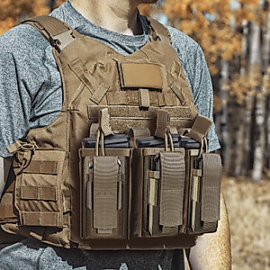ELVO Tactical Molle Mag Pouch, Open-Top Molle Double/Triple Stacker 5.56 7.62 Magazine Pouches Holder Carrier for Rifle M4 M14 G36 HK416 AR-15 and Glock 17 19 M1911 9MM Magazines Holster