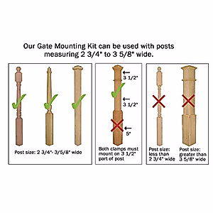 Safety Innovations No Hole Stairway Baby Gate Mounting Kit - Fits Posts from 2 3/4 inches to 3 5/8 inches Wide with Square or Round Tops - No Adhesives On Or Screws in Your Posts, (1-Pack)