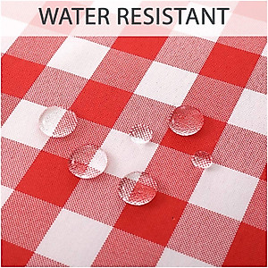 Red Gingham Checkered Table Cloth - Self Cutter Picnic Durable Table Cover Plastic, Tablecloth Rectangle Roll 54 Inch X 100 Feet | Water Resistant Thin Disposable Outdoor Tablecloth