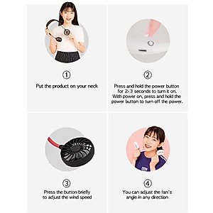 GXDDZM Personal Fans Around Neck Neckband Fan Portable Hanging Fan Mini Hands Free Wearable Sport Fan,2000mAh USB Rechargeable 3 Speeds,LED Silent 360° Direction For Office Outdoor Trave Home