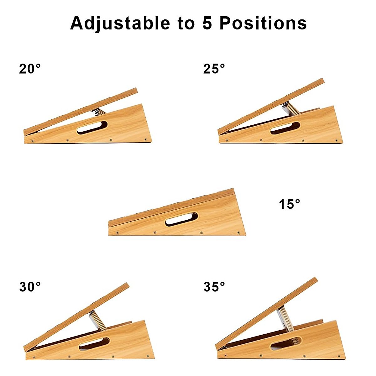 StrongTek Professional Wooden Slant Board, Adjustable Incline Board, and Calf Stretcher, Stretch Board - Extra Side-Handle Design for Portability, Full-Coverage