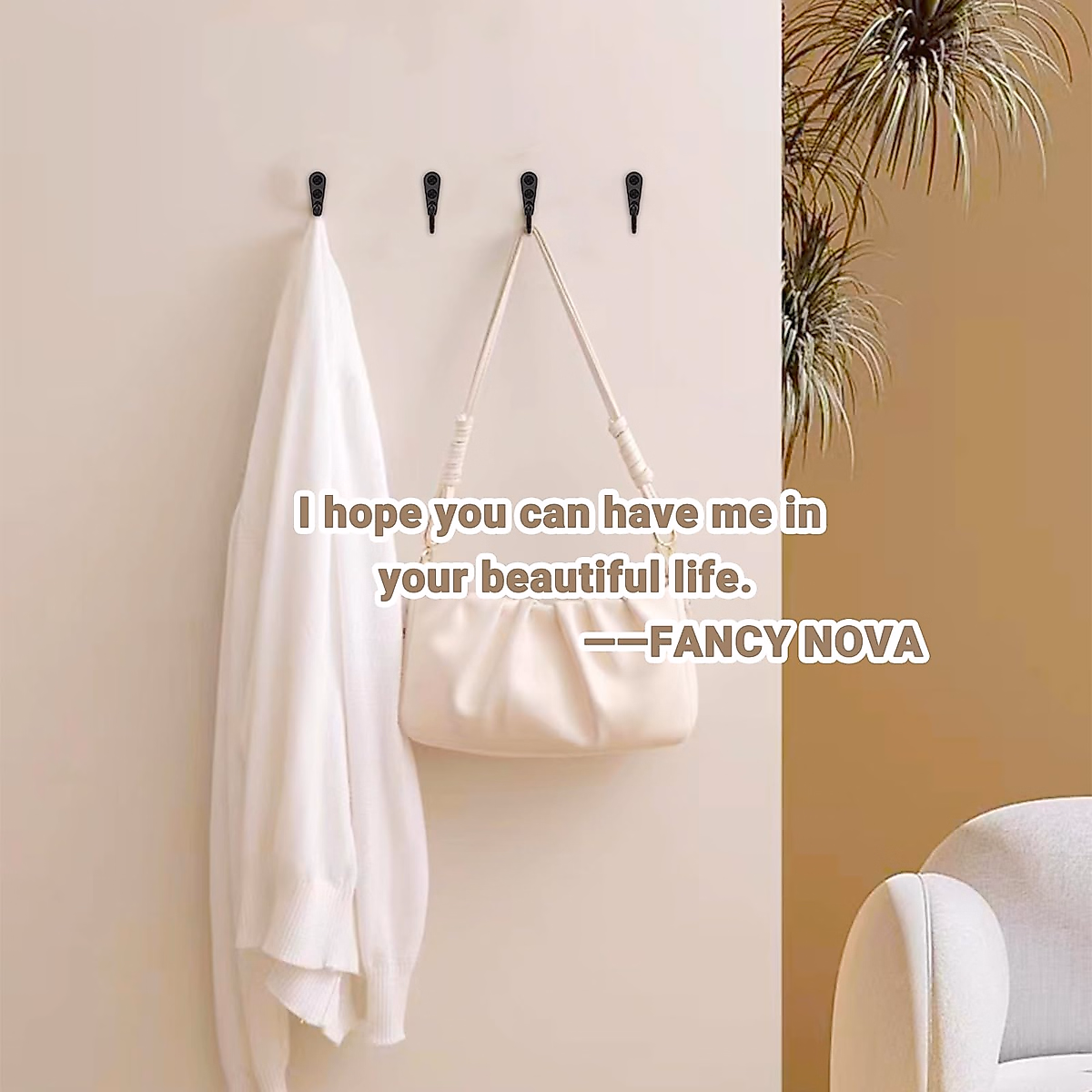 FANCY NOVA 12pcs Wall Mounted Hooks, Metal Coat Hanger Hooks for Wall with 24pcs Screws, Wall Hooks for Hanging Coats, Robe, Key, Towel, Cap, Coffee Cup, Bag (Black)