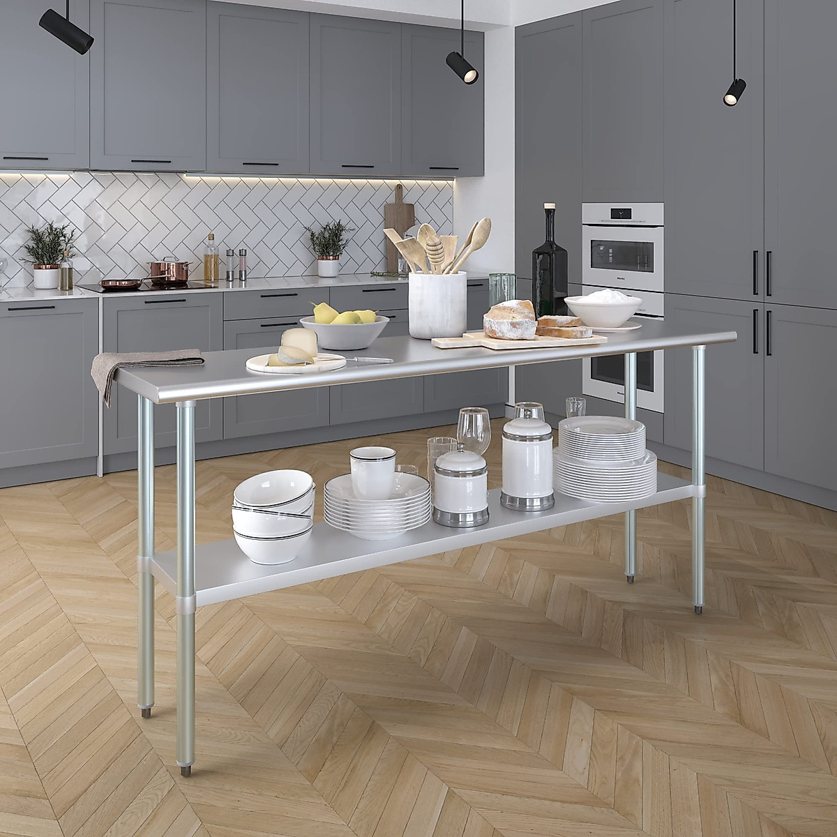 AmGood 18 in. x 72 in. Stainless Steel Work Table | Metal Kitchen Food Prep Table | NSF