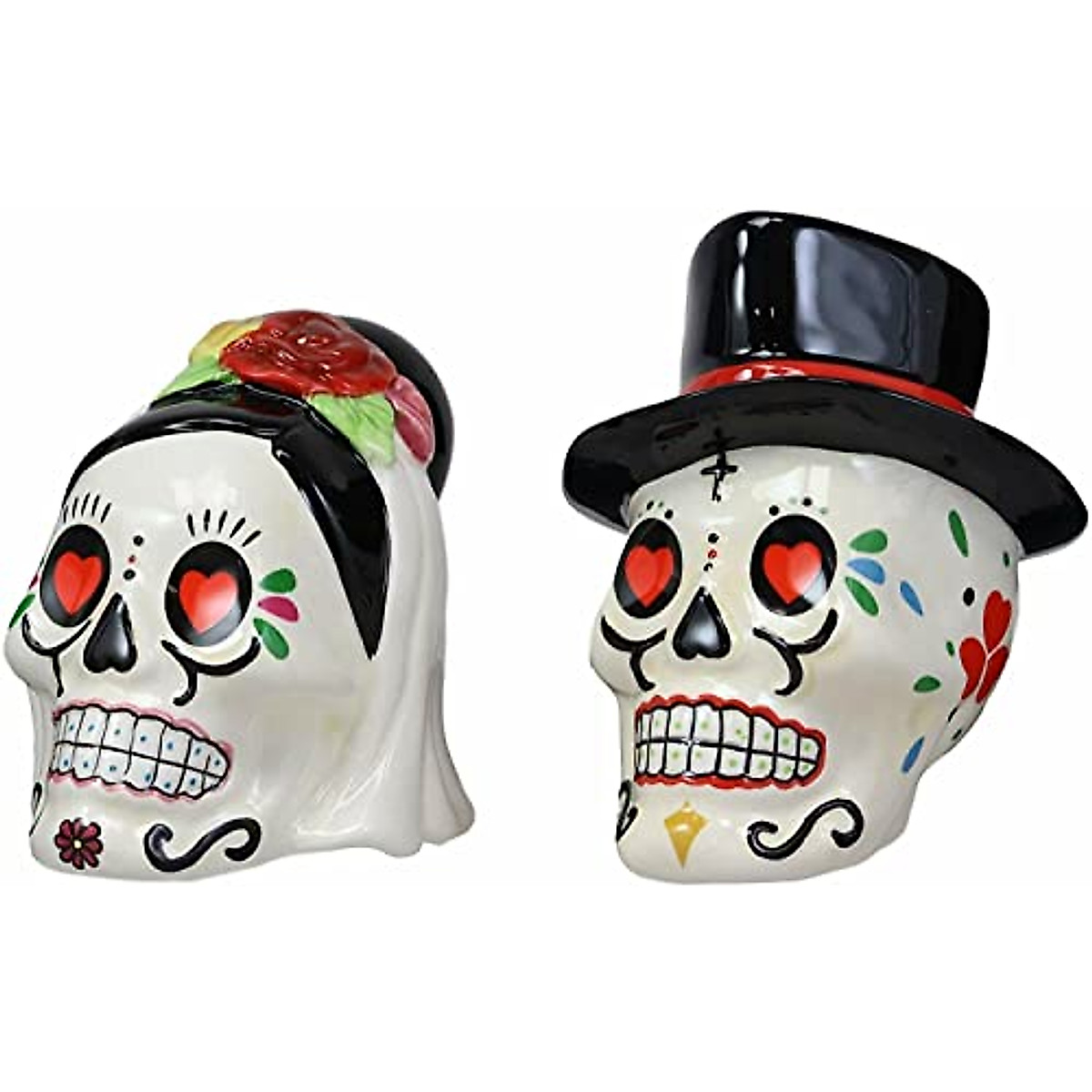 "Home Décor Accents" Day Of The Dead Wedding Bride And Groom Skulls Salt Pepper Shakers Set - Home Accents 33-kl1-1025