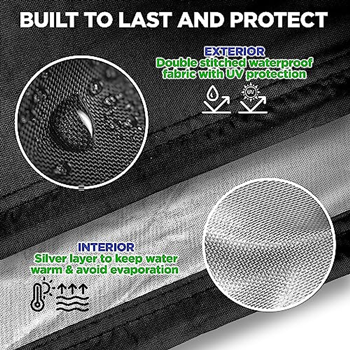 8 ft Pool Cover for Above Ground Pools, Solar Pool Cover with Drawstring Design, Round Pool Cover, Winter Swimming Pool Cover, Hot Tub Cover, Absorbs Heat, Protects from Debris, Black