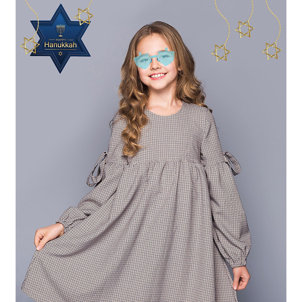 The Dreidel Company Hanukkah Dreidel Shaped Glasses, Costume Dress-Up Pretend Play (3-Pack)