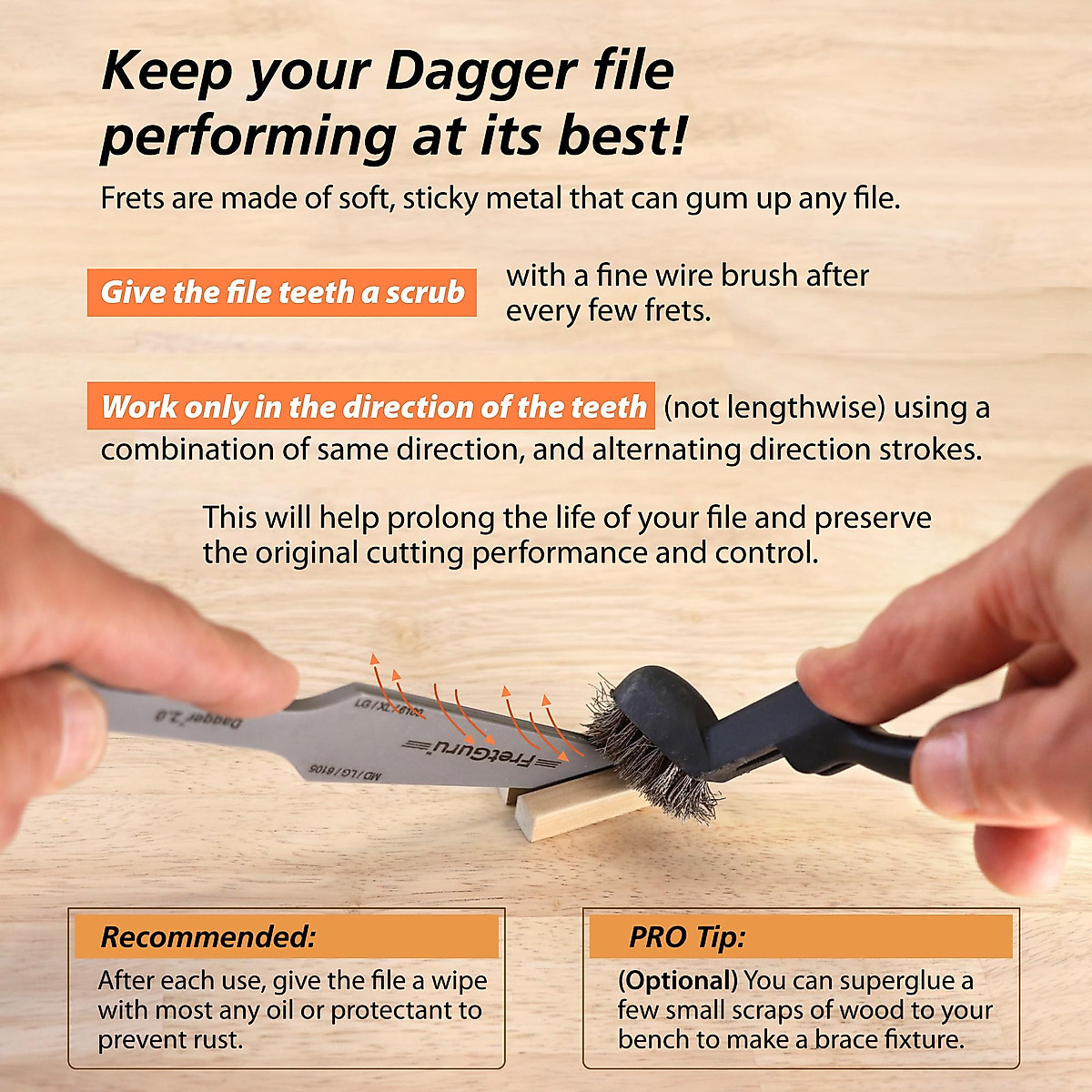 FretGuru Guitar Fret Crowning File - Dual Sided Dagger 2.0 - MD and LG/XL - Ideal for Frets between .080" to .110" wide - Professional Luthier Tool for Electric, Acoustic and Bass Guitars