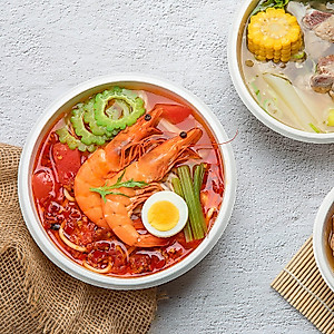 Go-Green 100% Compostable Disposable Bowls,Heavy Duty Paper Soup Bowl,Made of Sugarcane Fibers(17oz-500ml),50 pack