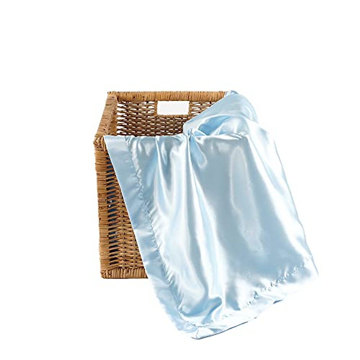 Heavens Cuddles Double Sided Pure Satin Baby Blanket (Light Blue) 48"x36"