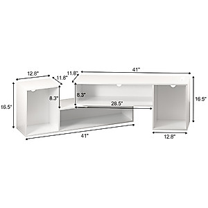 ANTISTA TV Stand, Deformable TV Stand with LED Light Strip & Power Outlets, Modern Entertainment Center with Storage Shelves for 55/60/65/70 inch TV, Gaming Media Console for Living Room