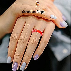 FUTIMELY Carnelian Crystal Healing Ring Natural Carnelian Gemstone Band Ring Red Agate Smooth Round Donut Jewelry for Women Girls (6)