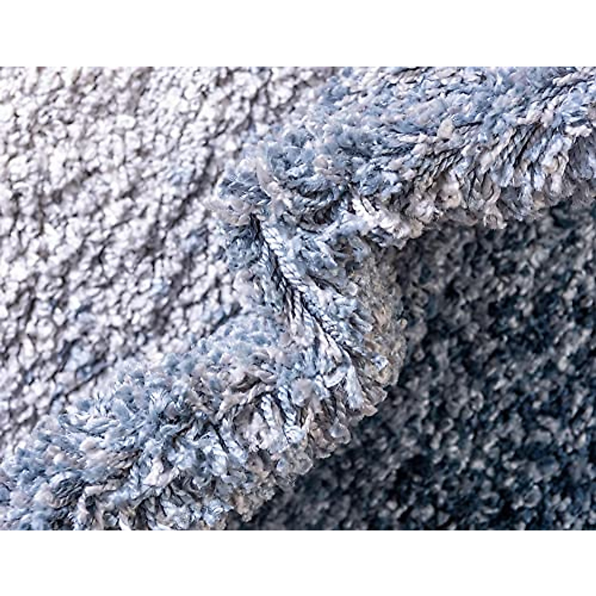 Unique Loom Hygge Shag Collection Modern Moroccan Inspired, Plush & Cozy Area Rug, 4 ft x 6 ft, Blue/Ivory