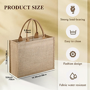 10 Pack Burlap Tote Bags Reusable Jute Bags with Handles Blank Burlap Tote Large Jute tote 15.1X11.8X5.5Inch Burlap Gift Bags for Grocery Shopping Wedding Travel Bachelorette Party Embroidery DIY Art