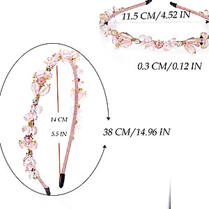 Coridy Pink Rhinestones Headbands for Women Crystal Beaded Hairbands Baroque Thin Hair Hoops Bejeweled Headband for Women’s Hair (pink)