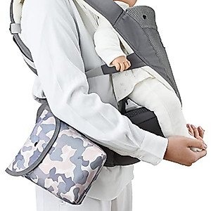 Bebamour Baby Carrier Newborn Front and Back Carry Baby Carrier Newborn to Toddler Baby Hip Carrier with Head Hood & 3 Pieces Teething Pads (Grey)