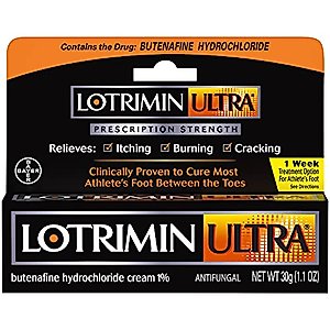 Lotrimin Ultra 1 Week Athlete's Foot Treatment, Prescription Strength Butenafine Hydrochloride 1%, Cures Most Athlete’s Foot Between Toes, Cream, 1.1 Ounce (30 Grams)